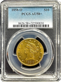 1850-O | $10 Liberty Gold | PCGS | AU58+ | Austin Coins