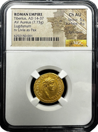 Tiberius | Gold Aureus | Ancient Roman Coins | Austin Coins